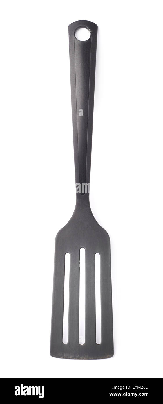 Used black plastic spatula isolated Stock Photo - Alamy