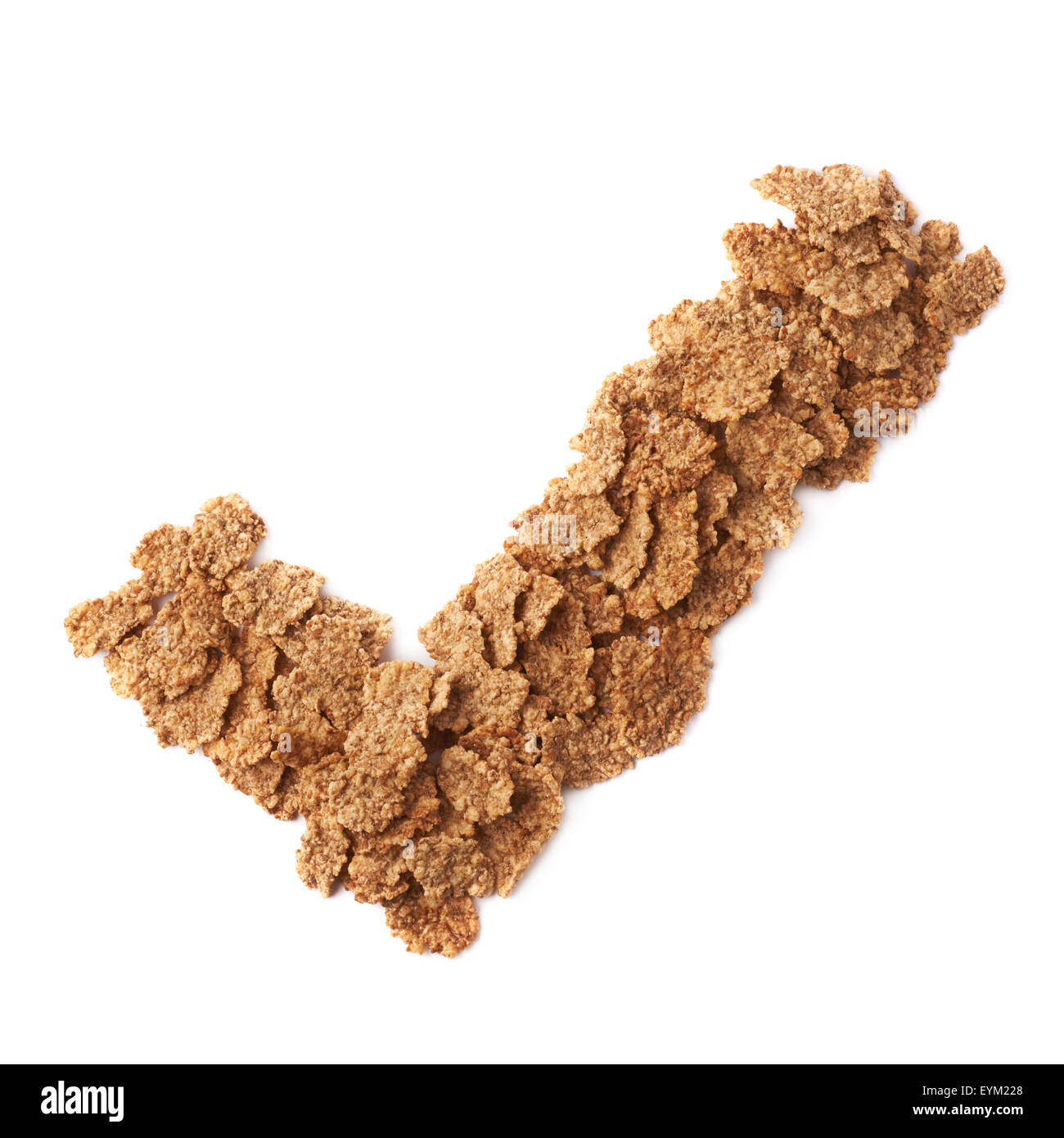 Yes tick sign made of cereal flakes Stock Photo - Alamy