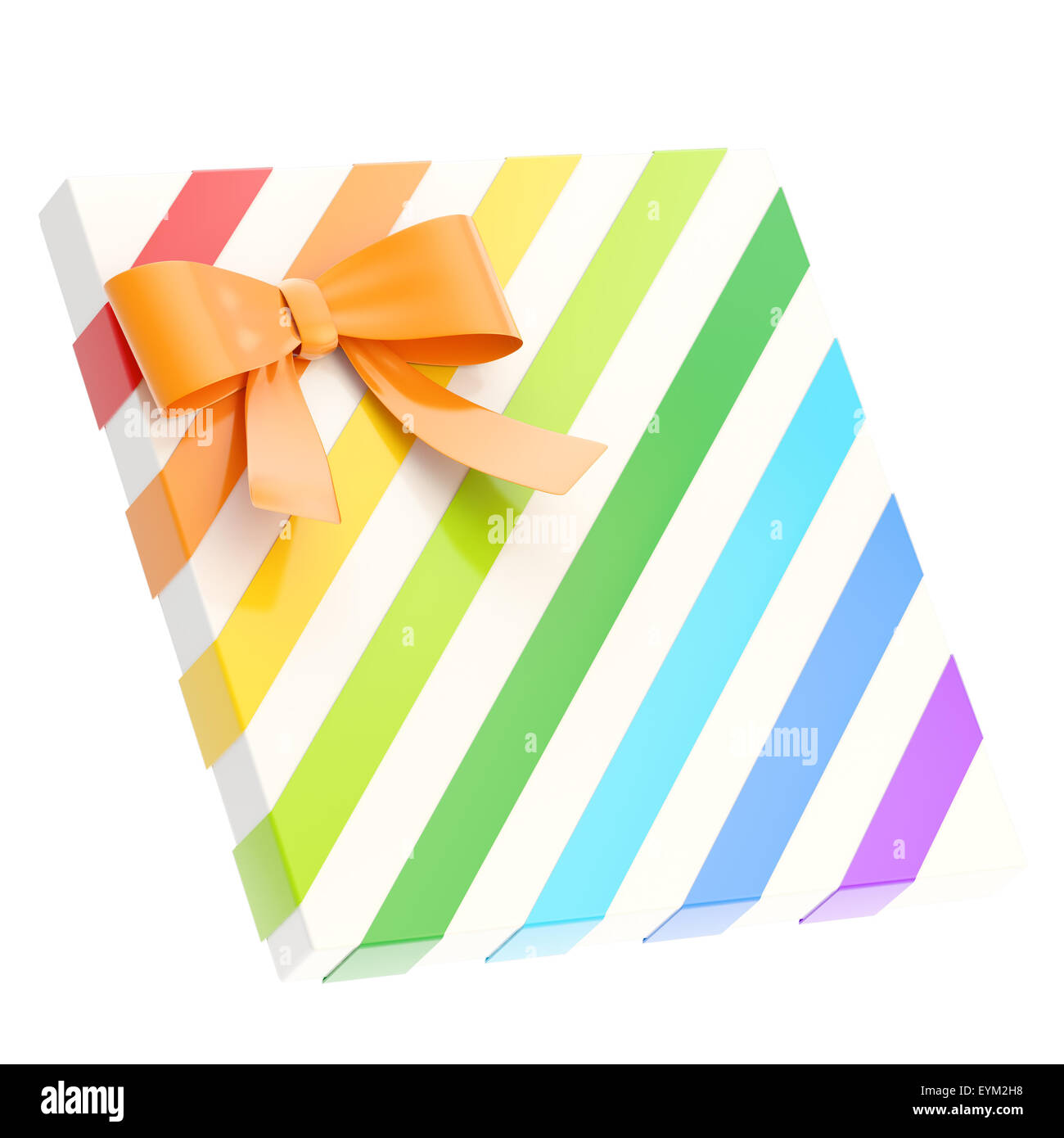 Wrapped gift box with a bow and ribbon Stock Photo - Alamy