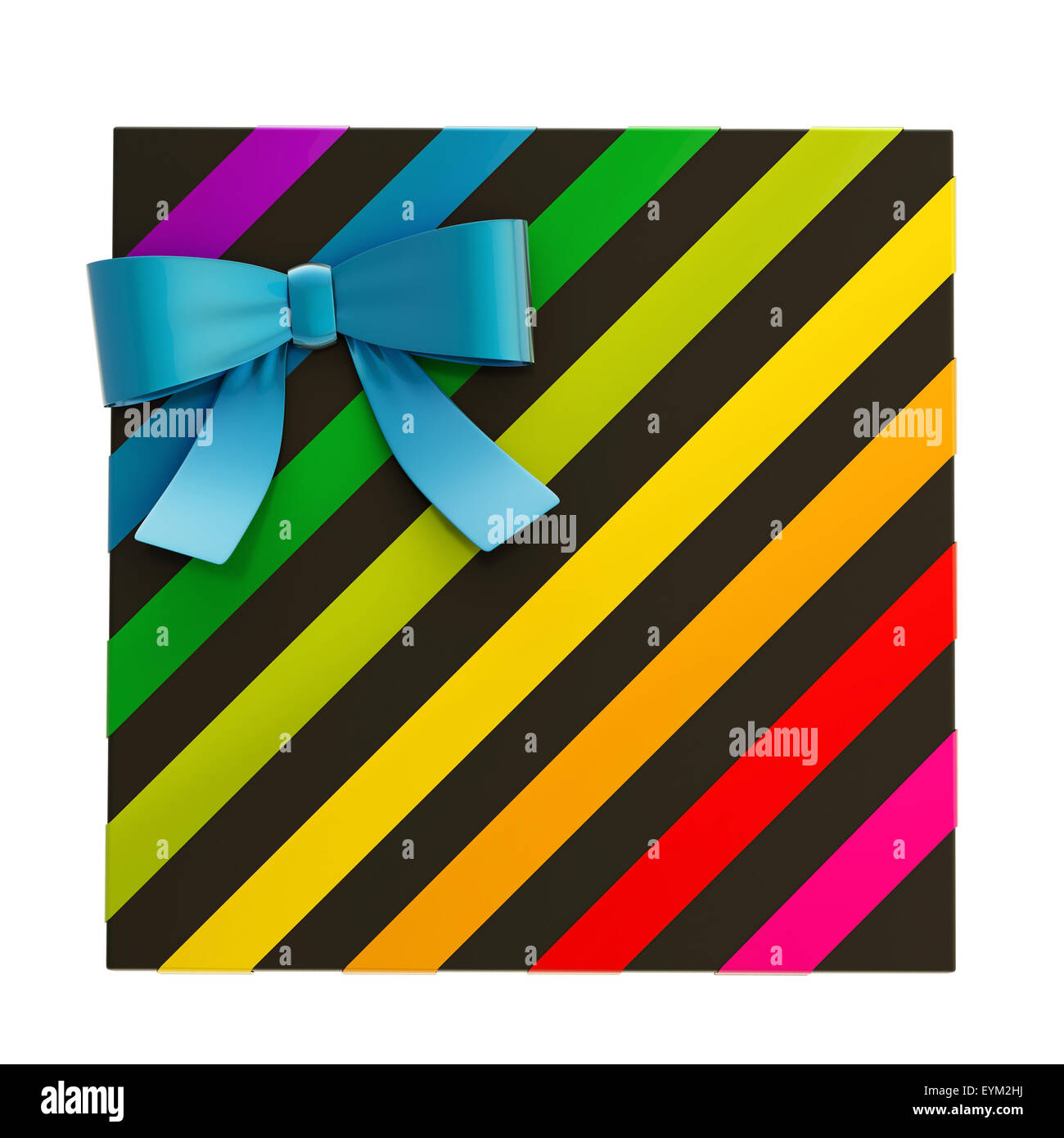 Wrapped gift box with a bow and ribbon Stock Photo - Alamy