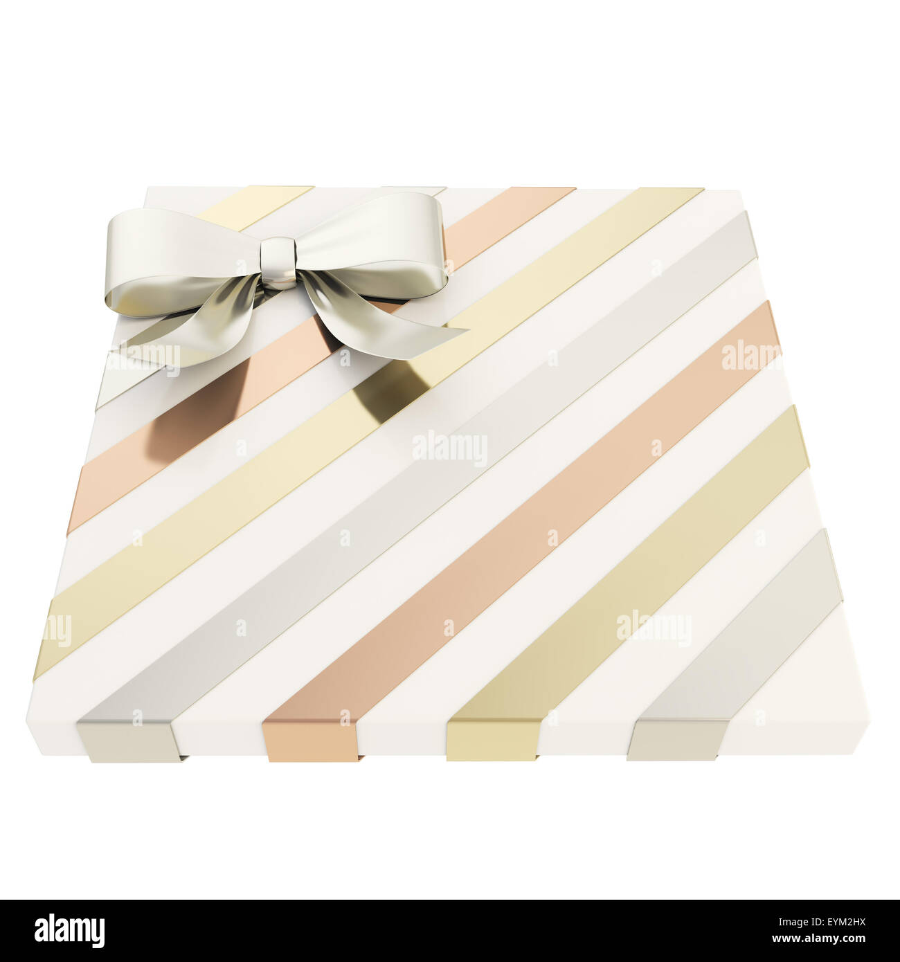 Wrapped gift box with a bow and ribbon Stock Photo - Alamy