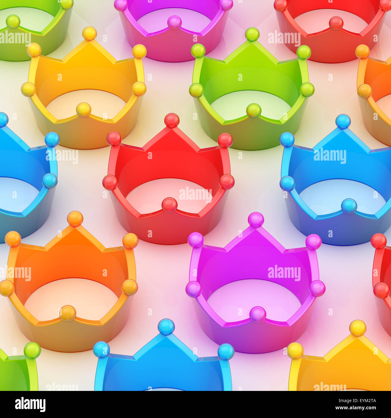 Colorful crowns over the white surface Stock Photo - Alamy