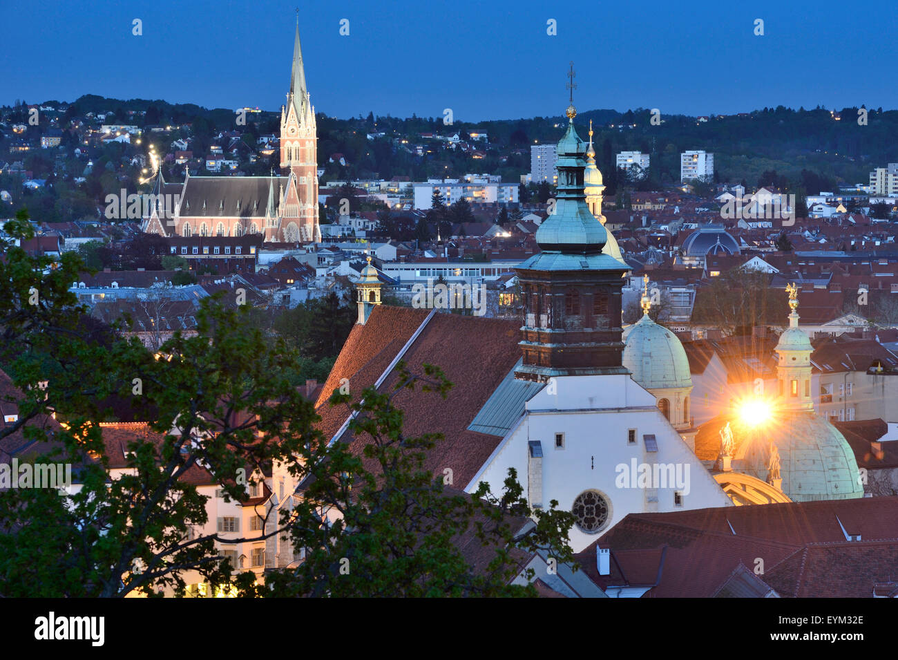 Scenery of churches in Graz by the blue hour Stock Photo - Alamy