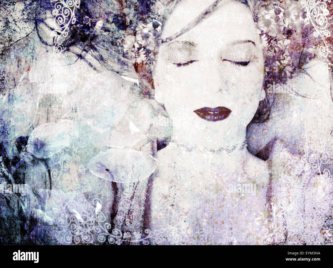 Portrait layered with flowers hi-res stock photography and images - Alamy