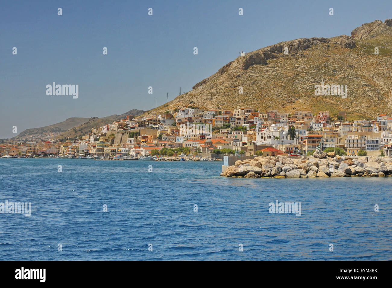 Pothia, the southern Aegean Sea, Greece, Kalymnos, port entrance Stock ...