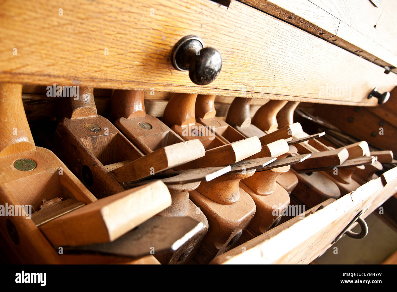 Plane, wooden plane, workshop, drawer Stock Photo - Alamy