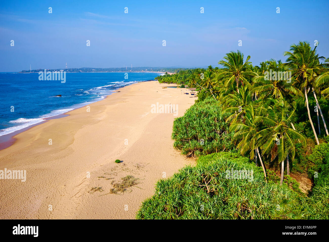 Sri Lanka, Southern Province, South Coast beach, Tangalle beach, aerial ...