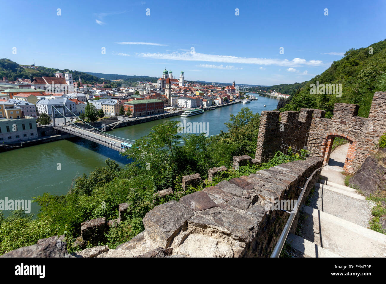 Luitpoldbrücke bridge Danube Passau Lower Bavaria Germany Stock Photo ...