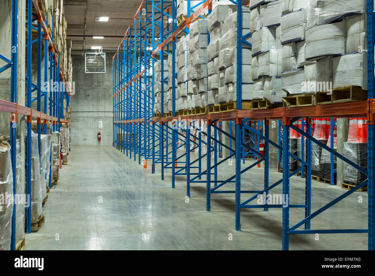 Boxes on shelves Stock Photo - Alamy