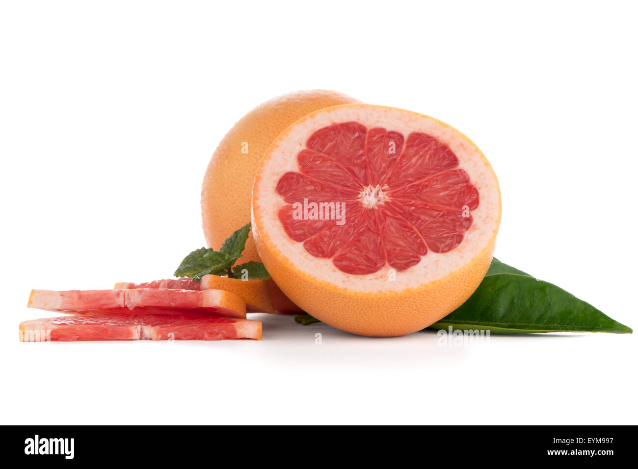 Ripe red grapefruit isolated on white background Stock Photo - Alamy