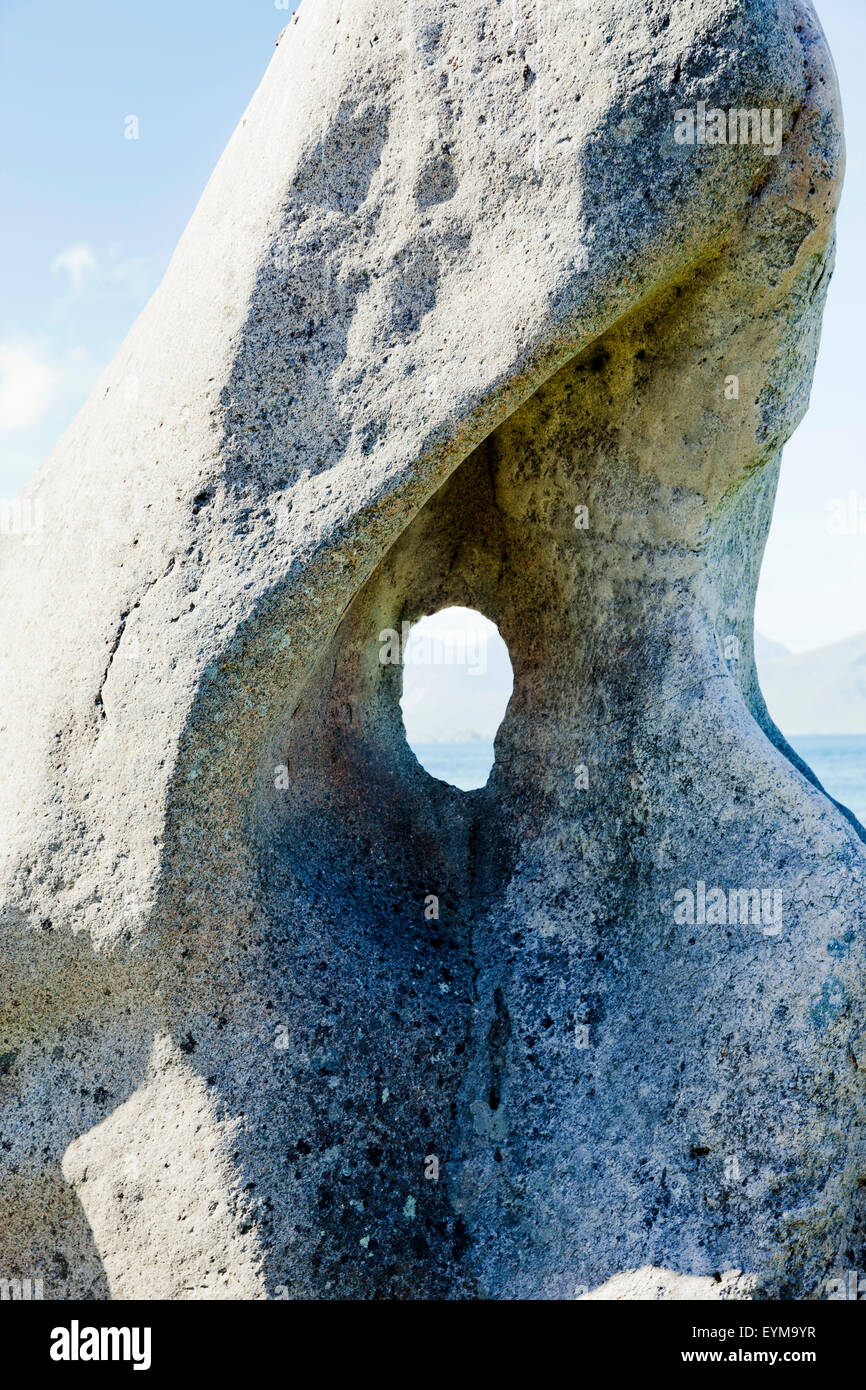 Erratic block with hole, close-up Stock Photo - Alamy