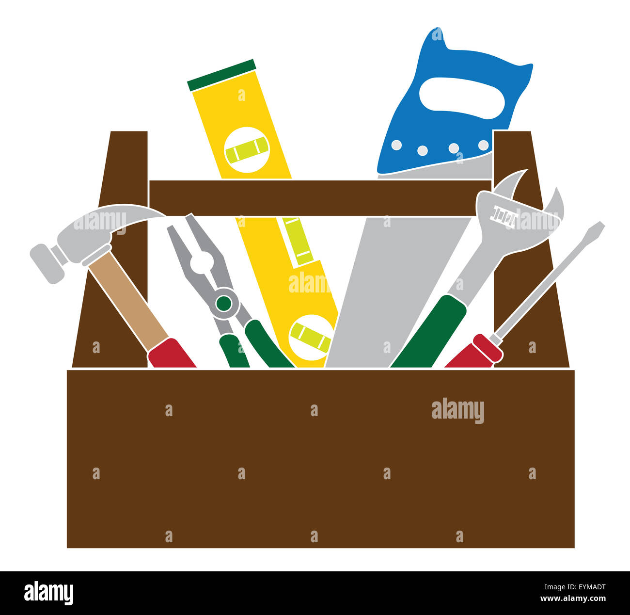 Construction Carpentry Tools Hammer Level Wrench Pliers Wood Saw Screw ...