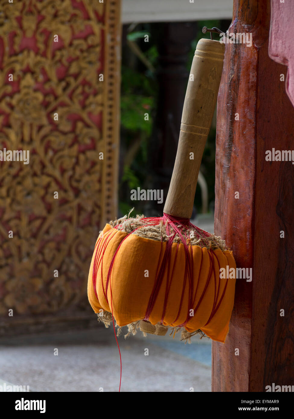 Ceremonial stick to beat drums at a Buddhist temple in Chiang Mai ...