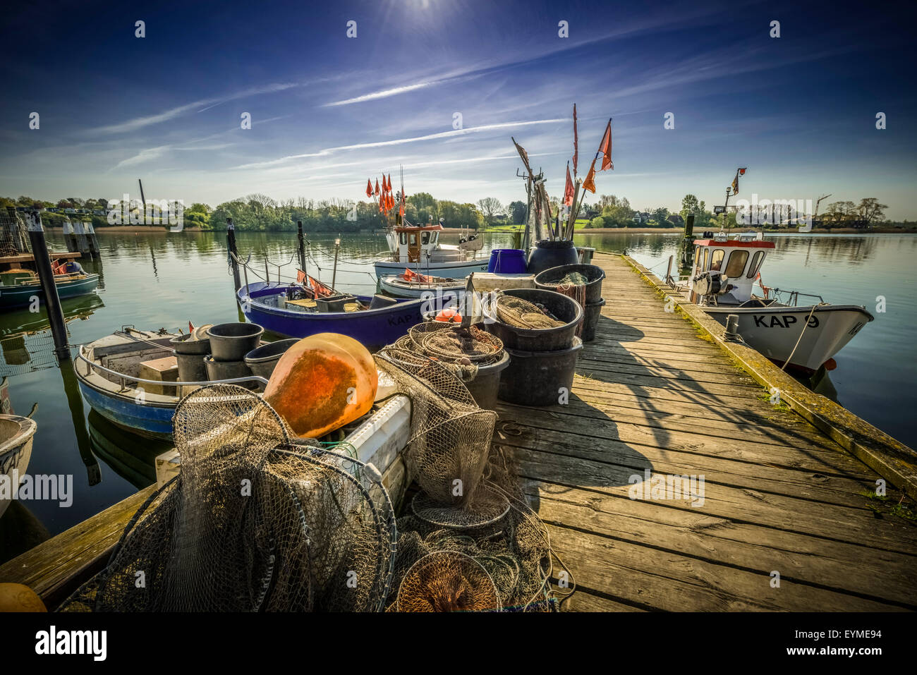 Germany, Schleswig-Holstein, Kappeln, harbour, fisherman, Schlei (inlet ... Germany, Schleswig-Holstein, Kappeln, harbour, fisherman, Schlei (inlet ...