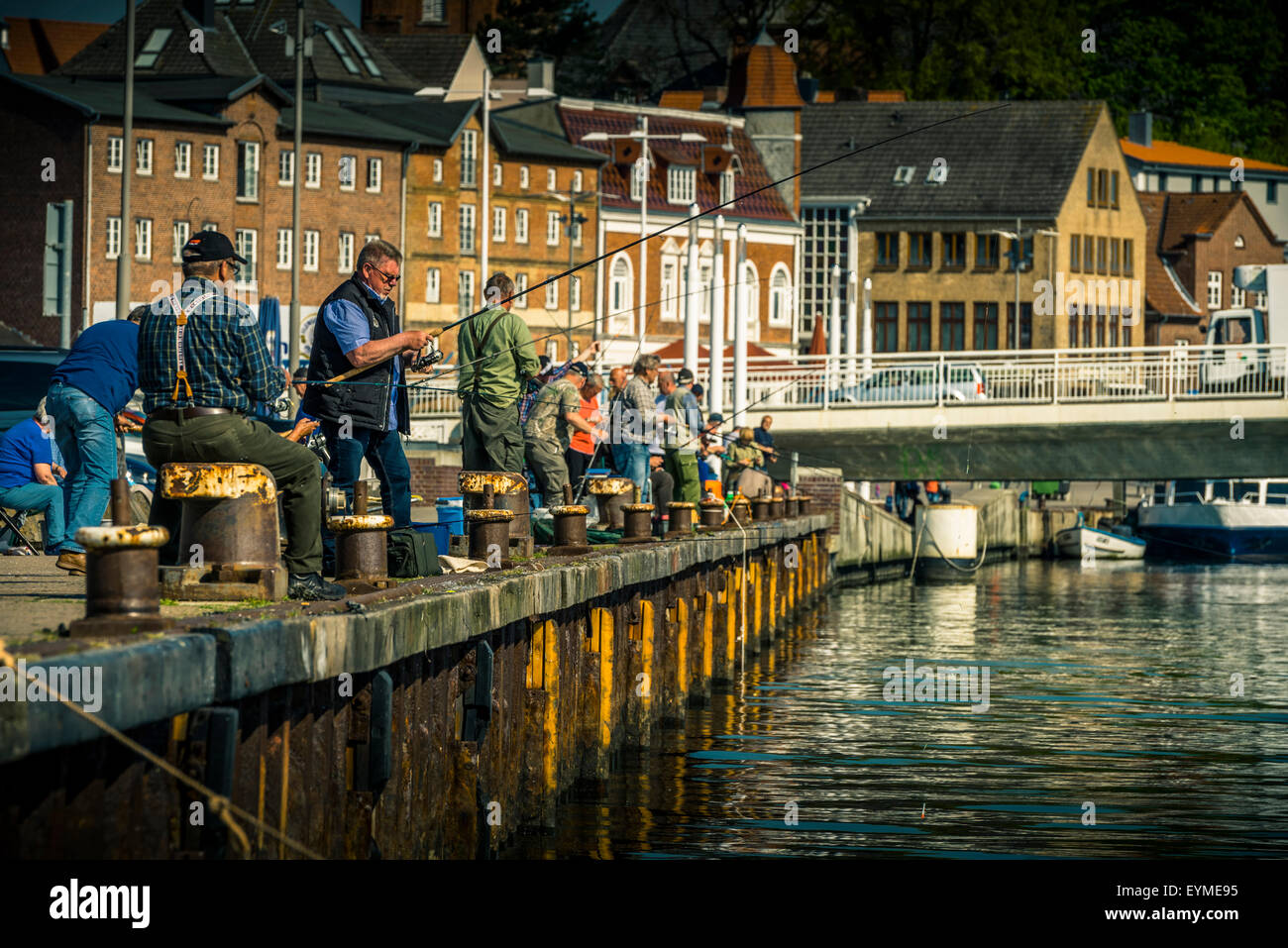 Germany, Schleswig-Holstein, Kappeln, Schlei (inlet), angler, herring ... Germany, Schleswig-Holstein, Kappeln, Schlei (inlet), angler, herring ...