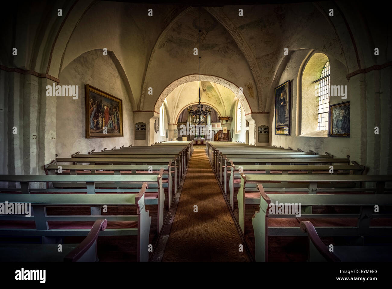 Germany, Schleswig-Holstein, Schlei (inlet), church, Sieseby Stock ...