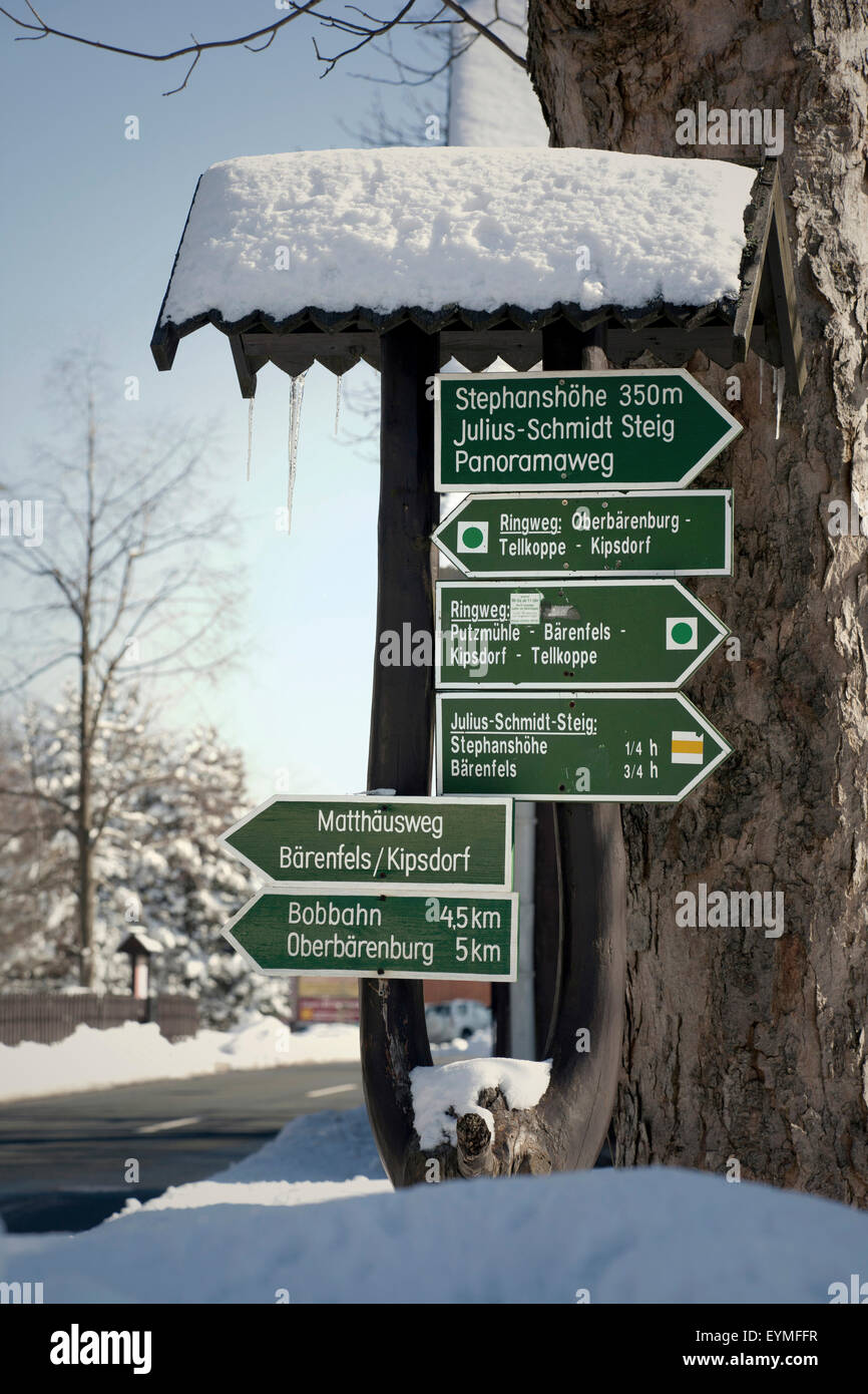 Signs, signposts, snow, winter Stock Photo - Alamy