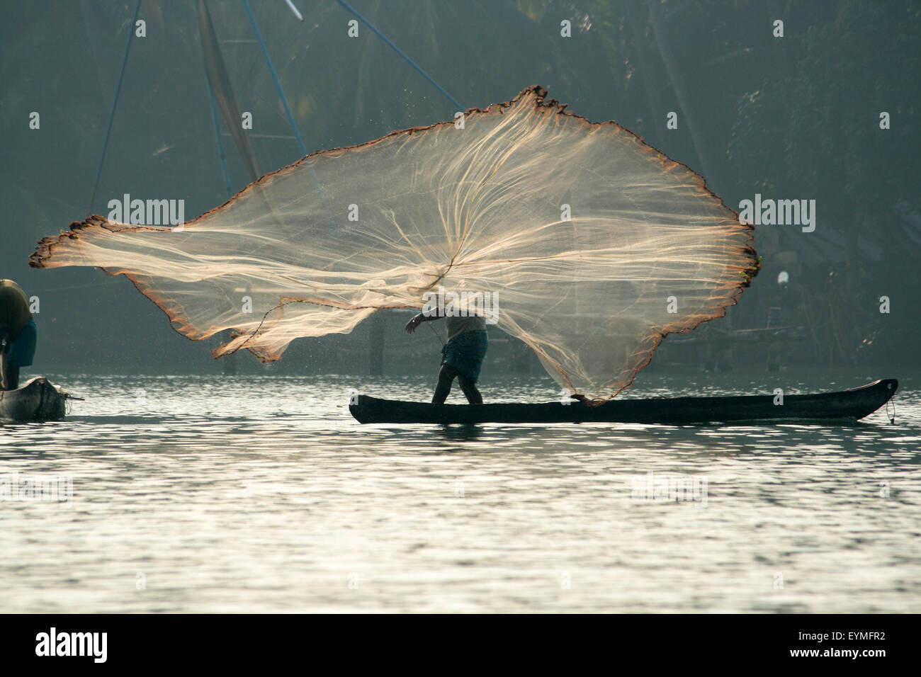 Fisherman Casting Net, Kerala, India Stock Photo - Alamy