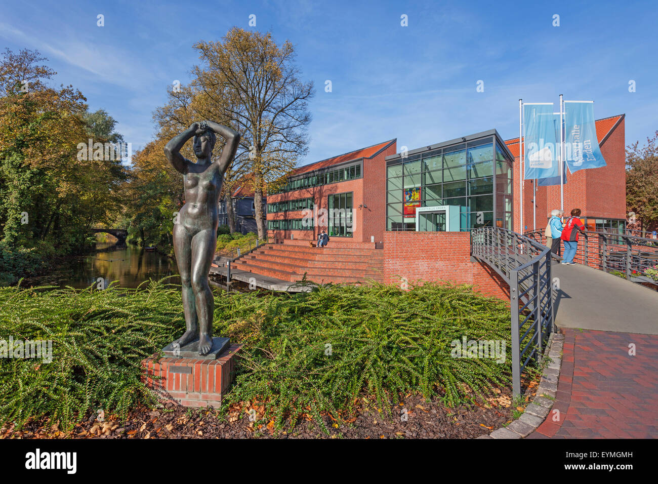 Autumn mood, bronze sculpture 'Maja' from Gerhard Marcks in front of ...
