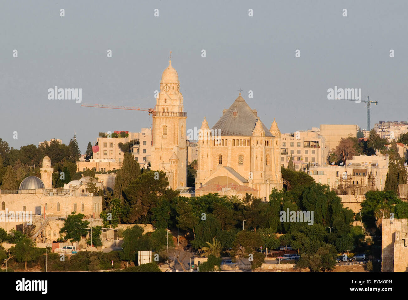 Jerusalem Old Town, mountain Zion, Dormitio church, Israel Stock Photo ...