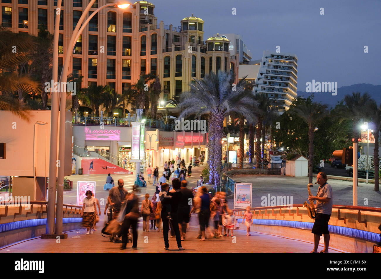 Nightlife, hotels, promenade, Eilat, red Sea, Israel Stock Photo - Alamy