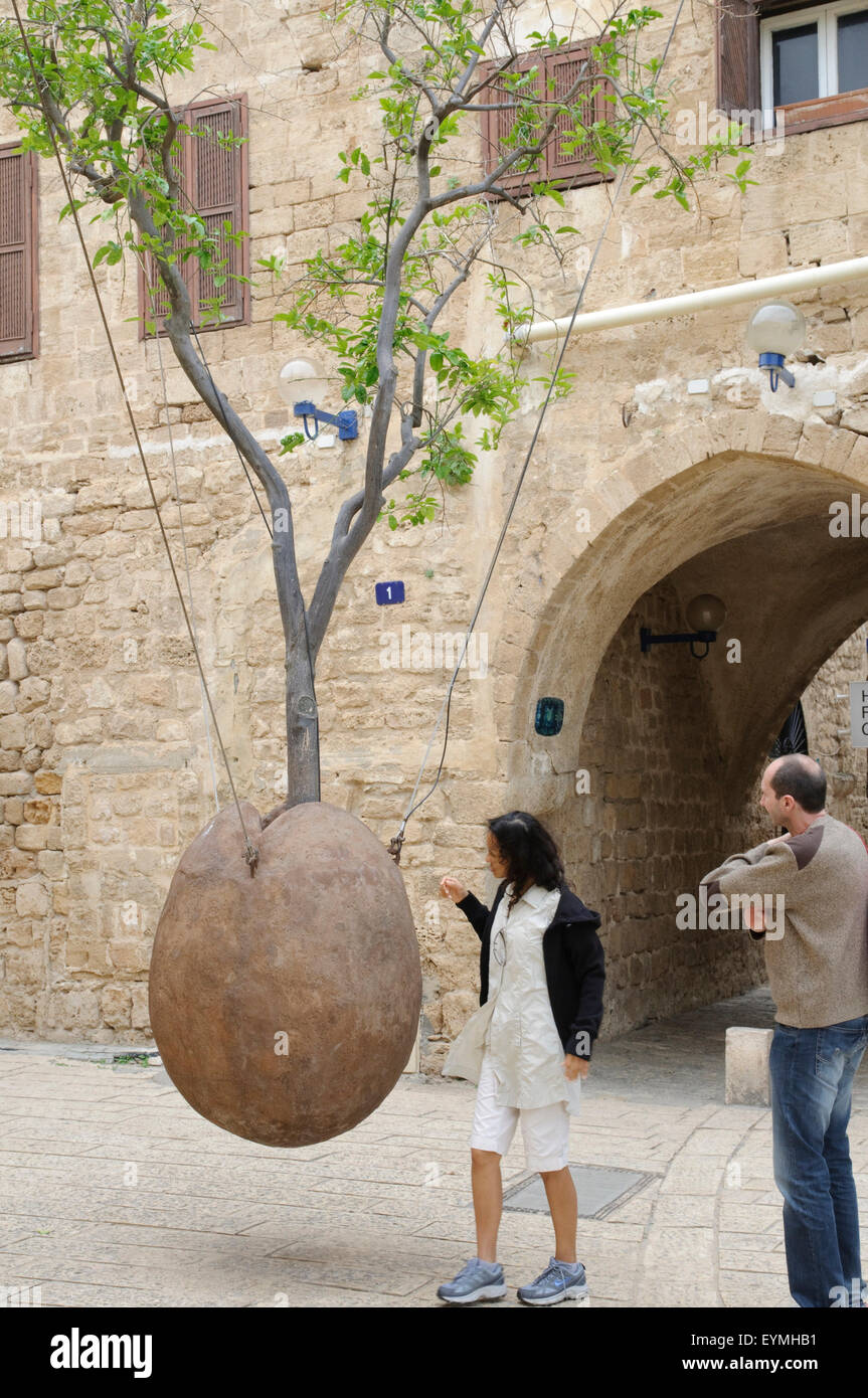 Lane in the artist's quarter, 'floating tree', Jaffa, Tel Aviv, Israel ...