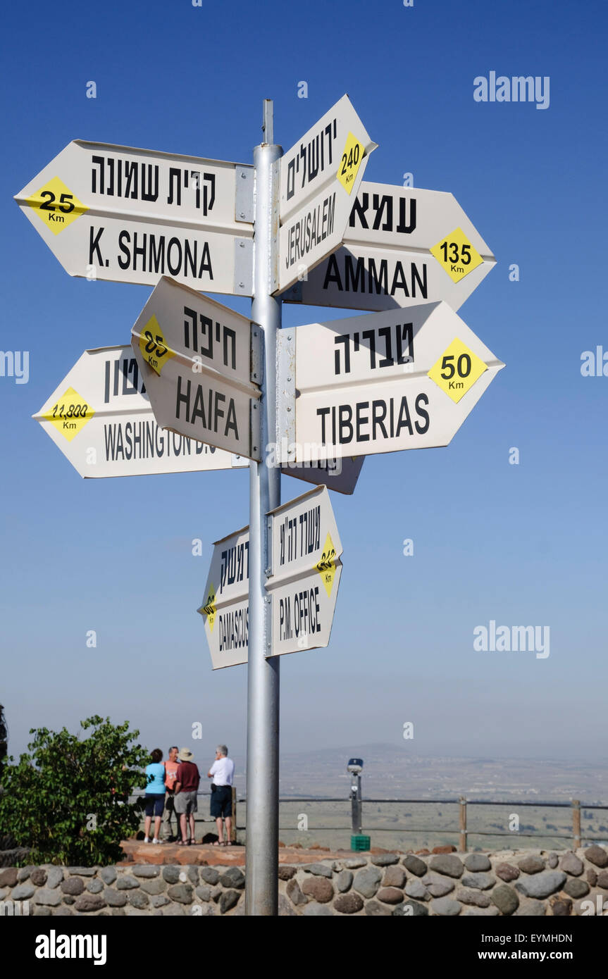 Golan, Mount Bental, signpost, Galilee, Israel Stock Photo - Alamy
