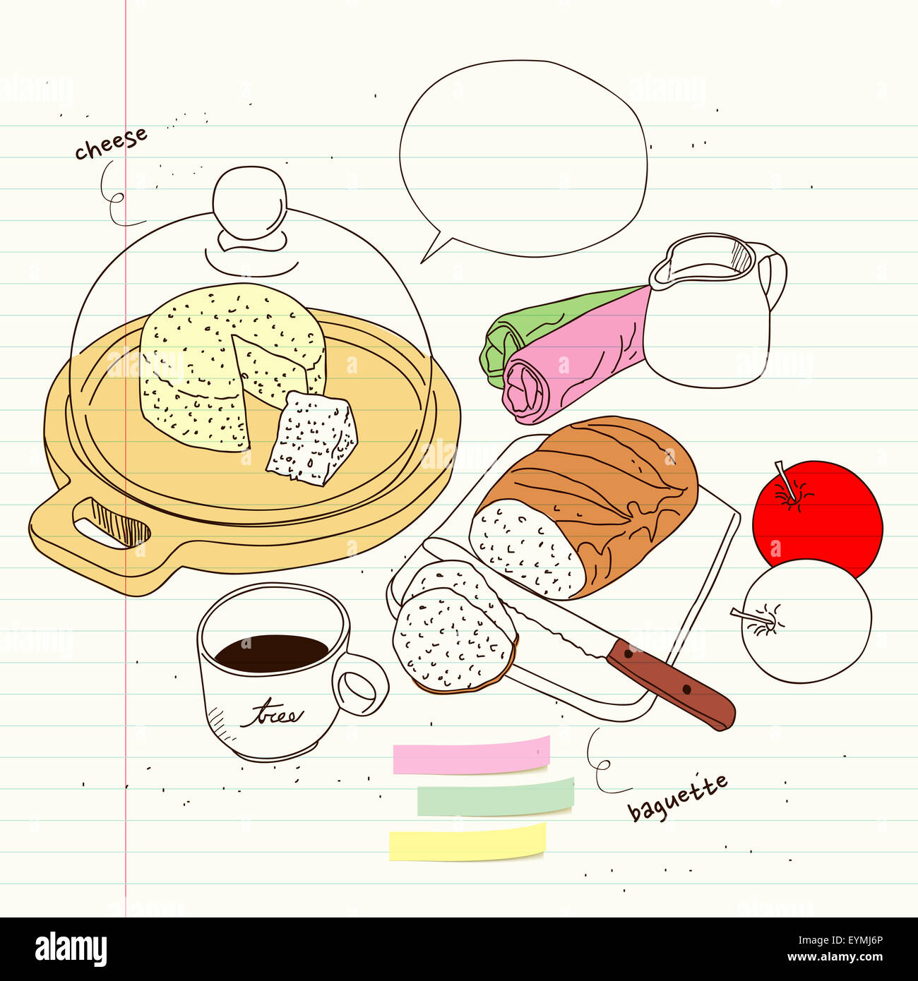 Bread cheese sketch hi-res stock photography and images - Alamy