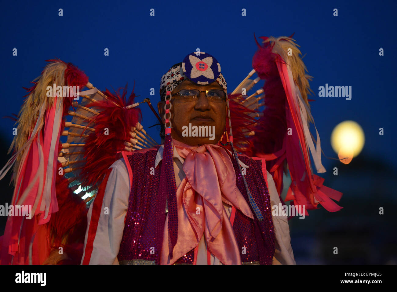 Pine Ridge Reservation, South Dakota, US. 31st July, 2015. A Chief from ...
