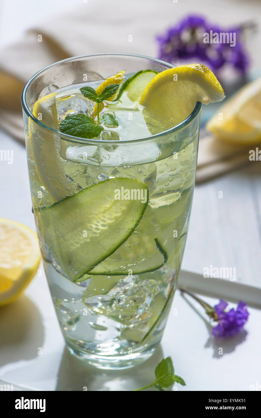 Refreshing summer cocktails - Gin and Tonic with Cucumber Stock Photo ...