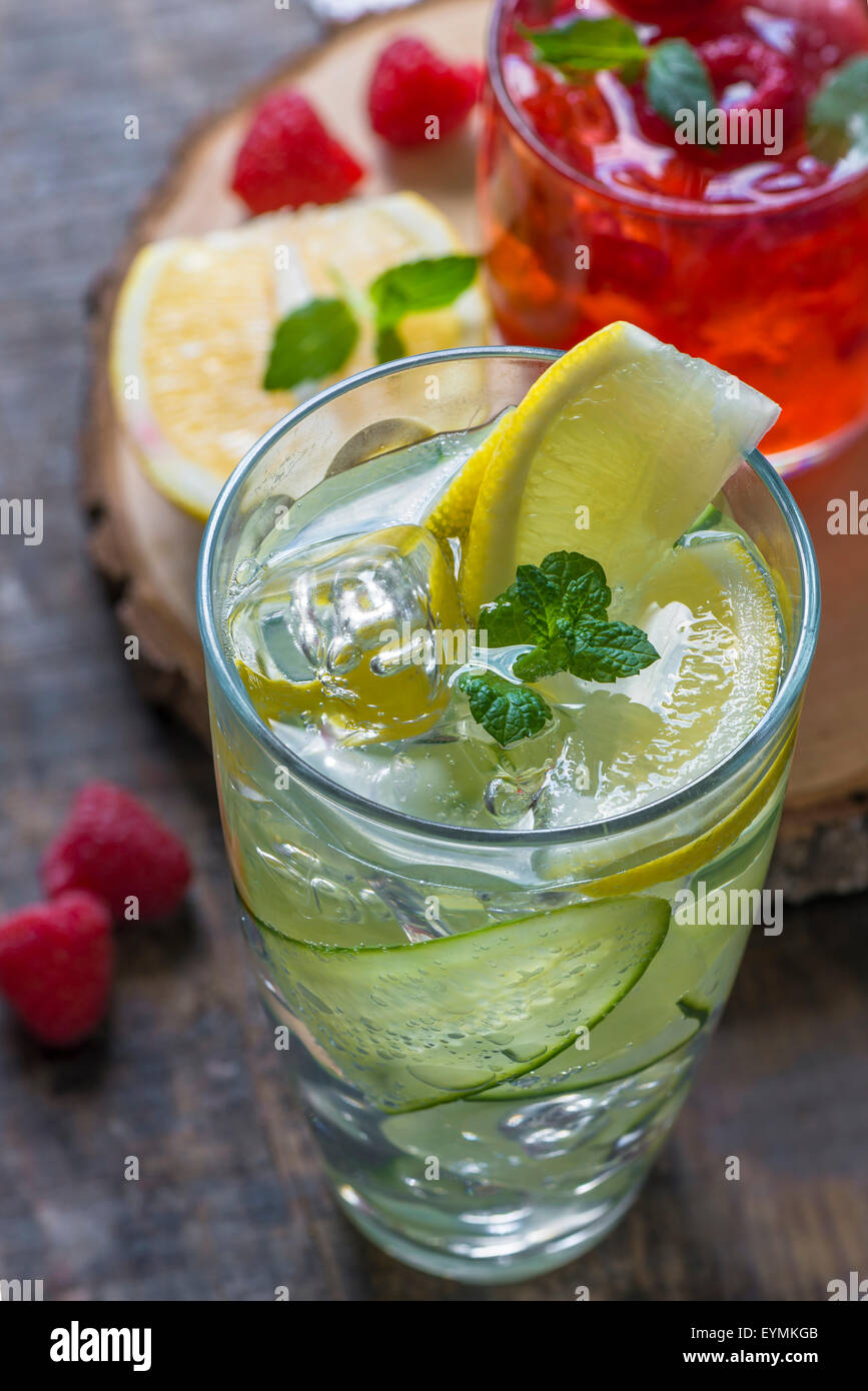 Refreshing summer cocktails - Gin and Tonic with Cucumber and Raspberry ...