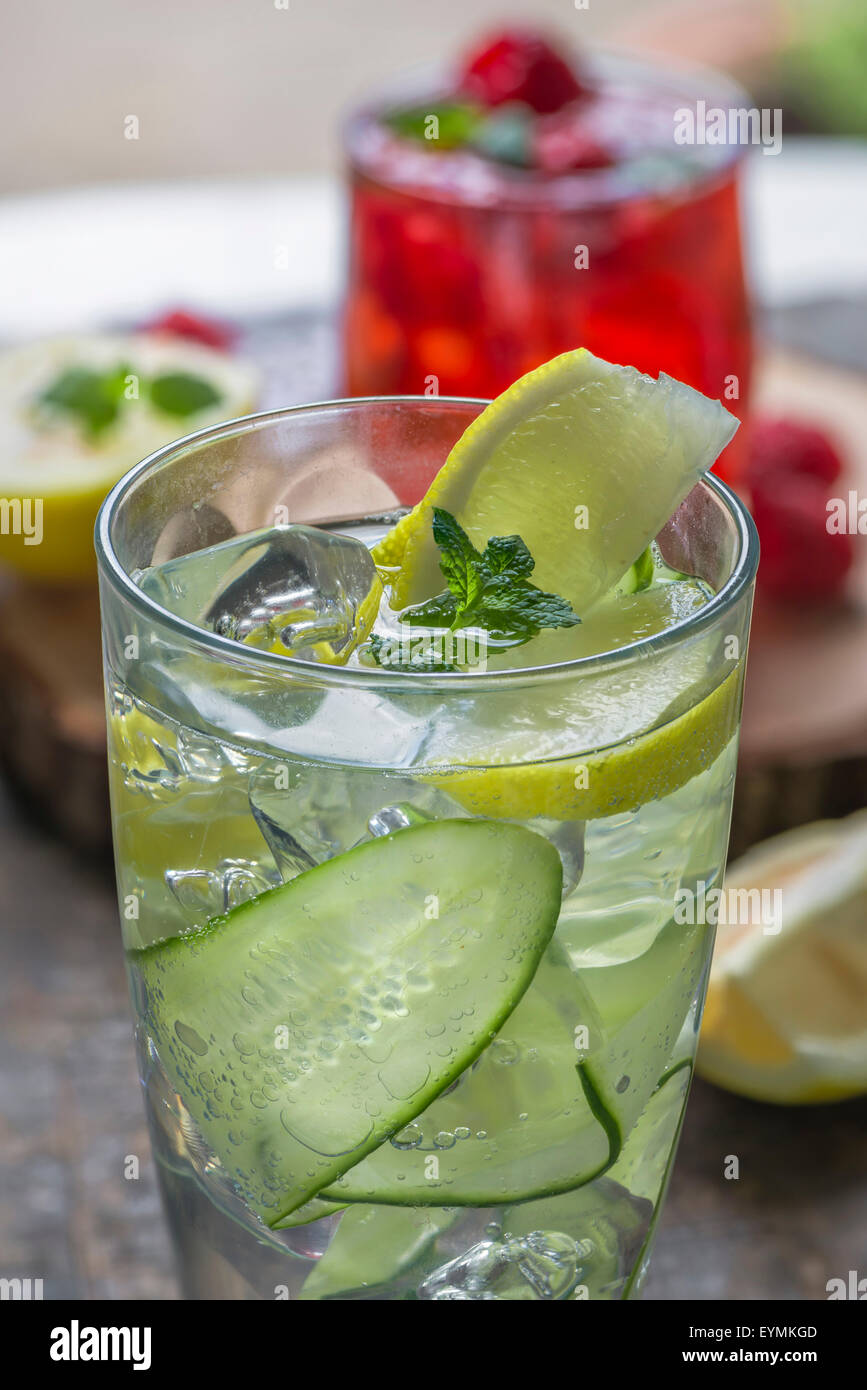 Refreshing summer cocktails - Gin and Tonic with Cucumber and Raspberry ...