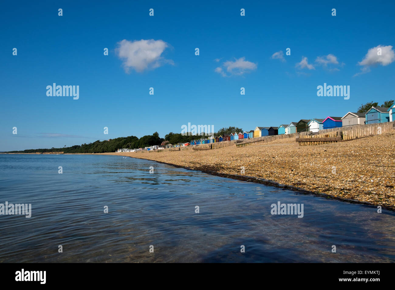 Calshot Beach and Beach Huts at Calshot in Hampshire UK Stock Photo - Alamy