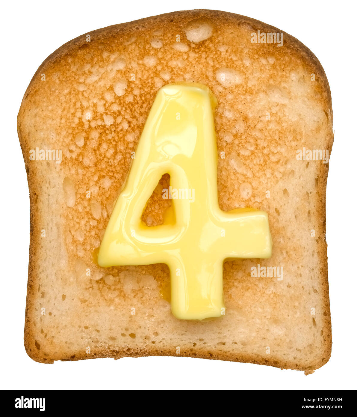 Isolated Toast with butter number 4 Stock Photo - Alamy