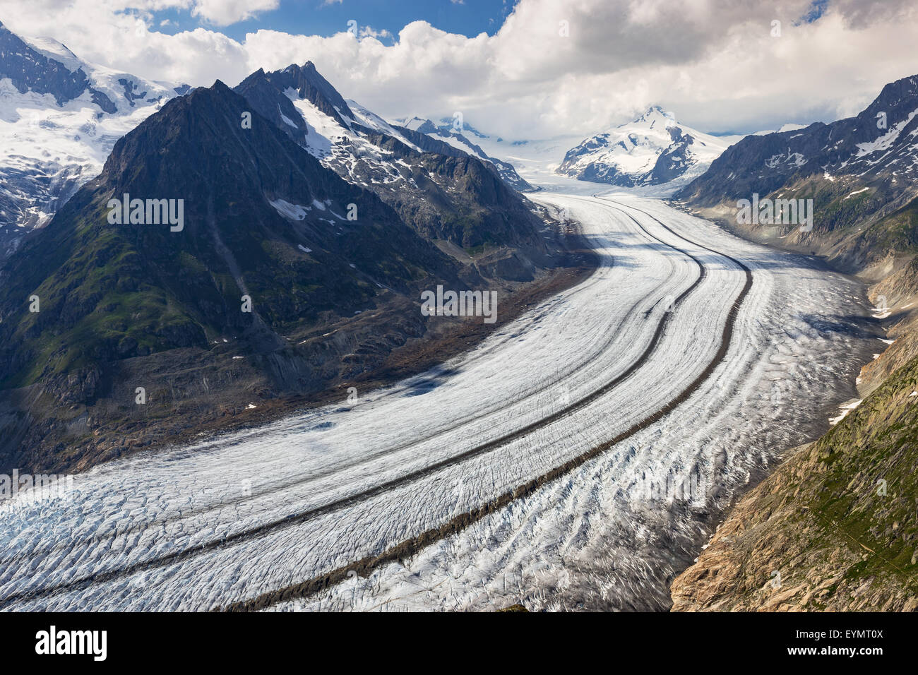 The Aletsch Glacier. Aletschgletscher. Eastern Bernese Alps in the ...