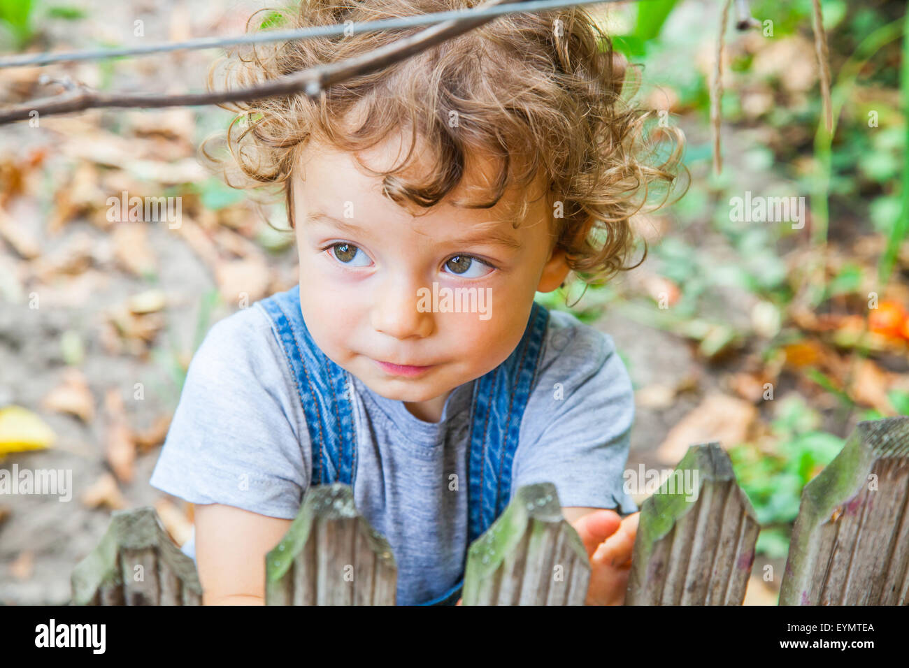 Boy behind the fence hi-res stock photography and images - Alamy