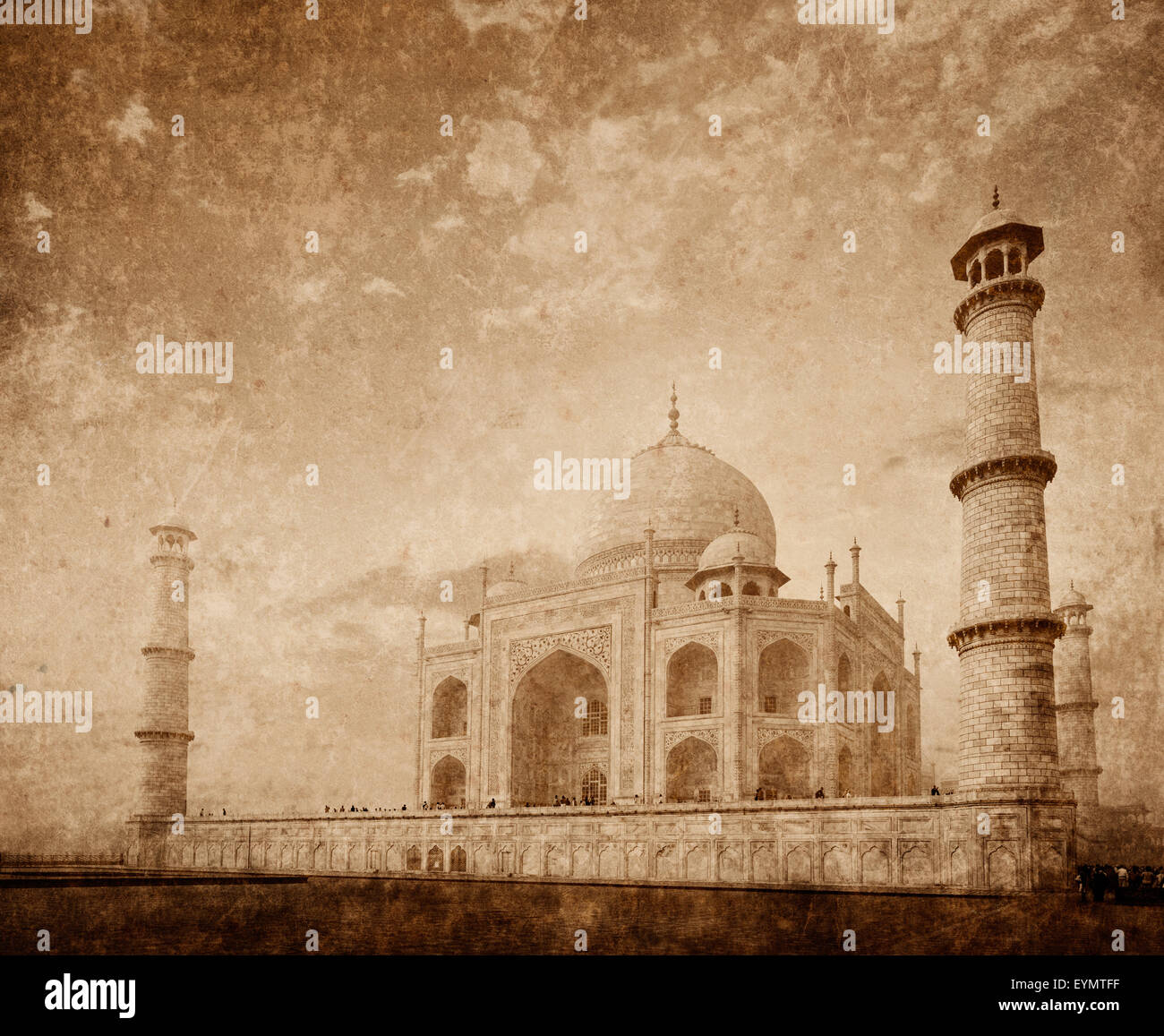 Taj Mahal Indian Symbol - India travel background with grunge texture ...