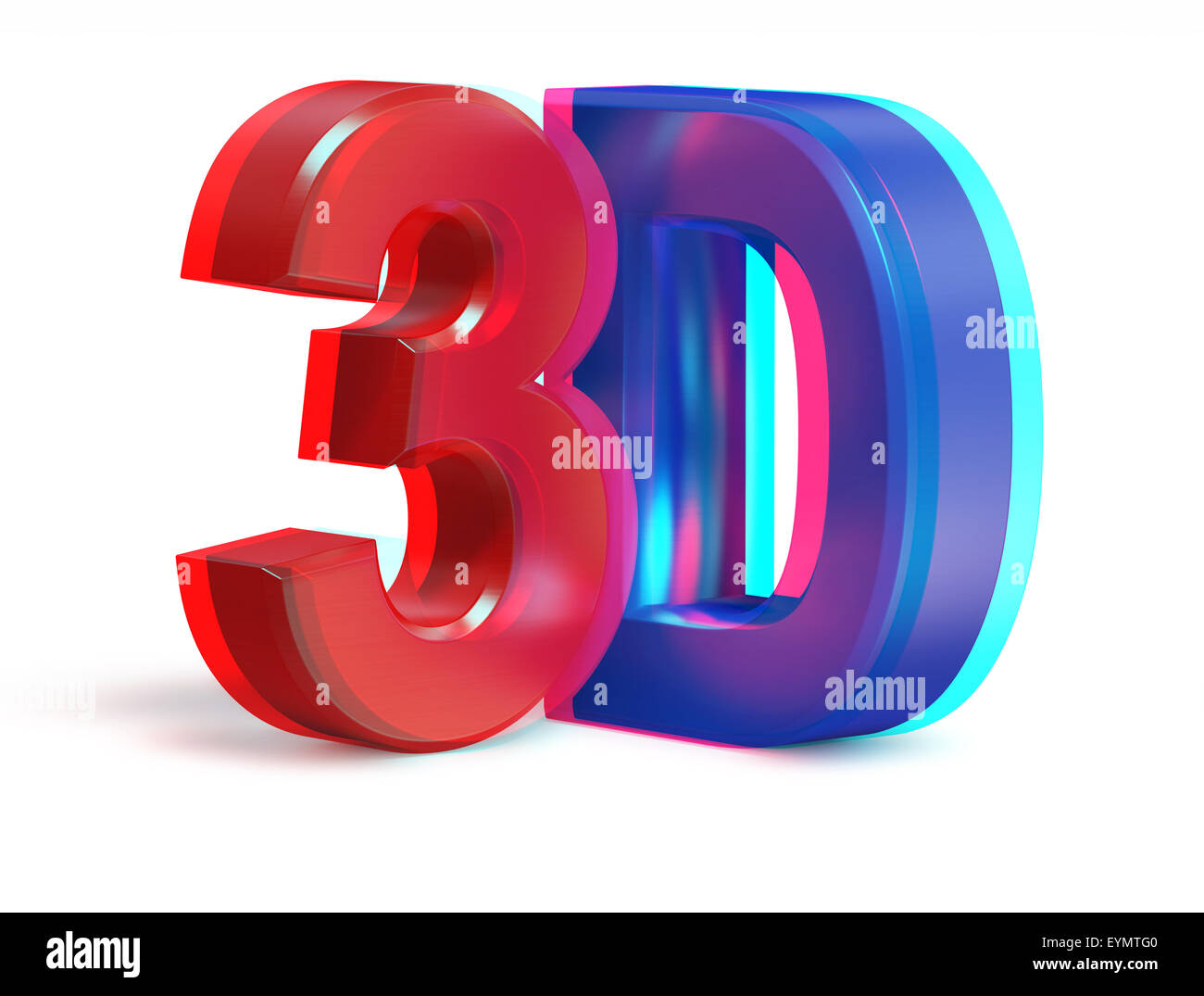 3d creative concept - metallic 3D text real stereo anaglyph image ...
