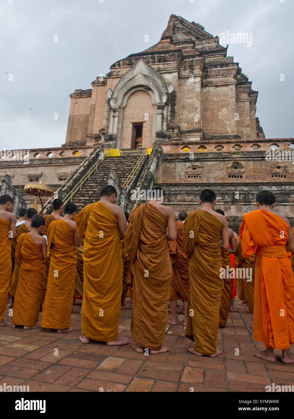 Young Buddhist novice monks at a ceremony in a temple in Chiang Mai ...