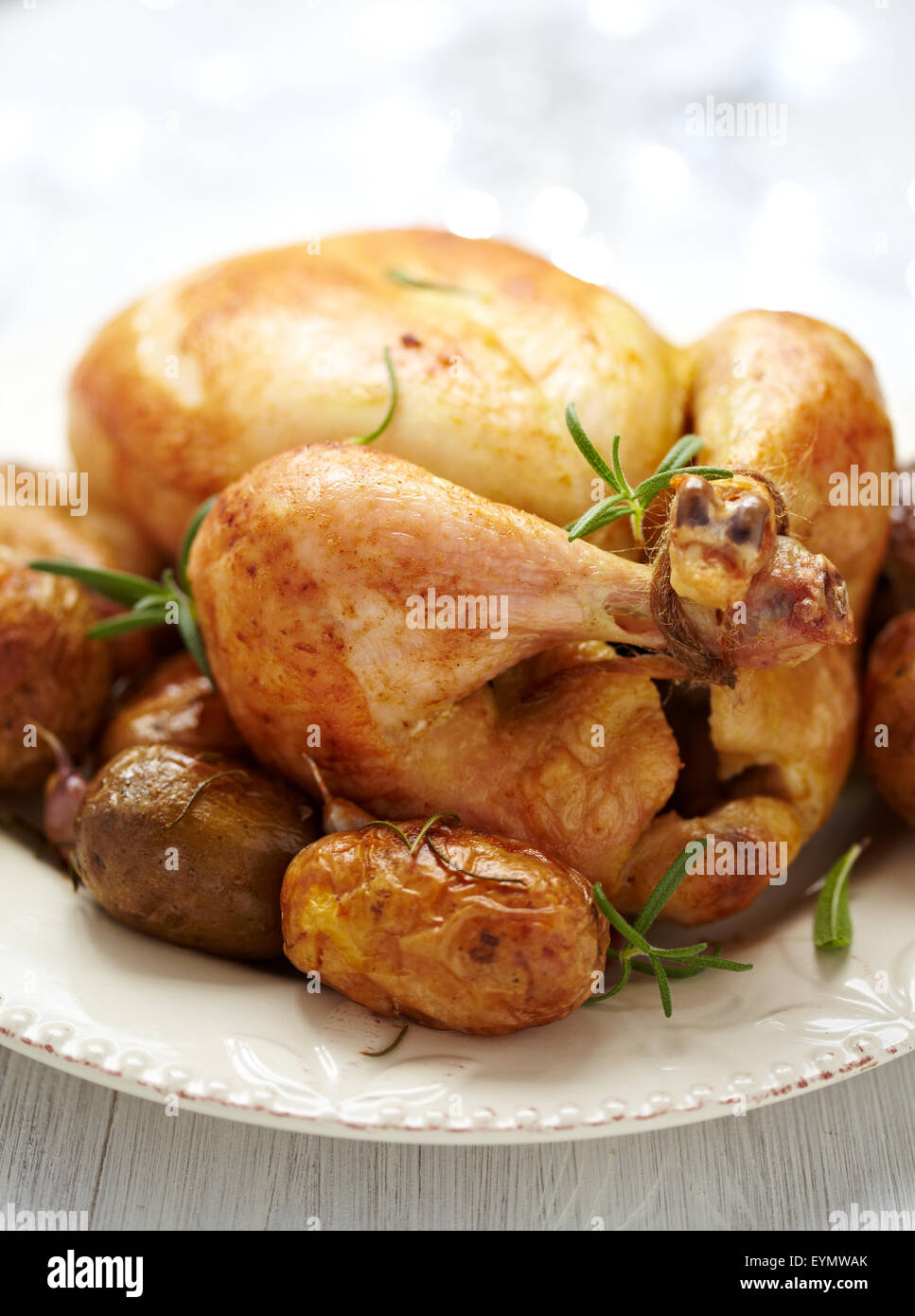 Whole Roast Chicken Plate Stock Photos & Whole Roast Chicken Plate ...