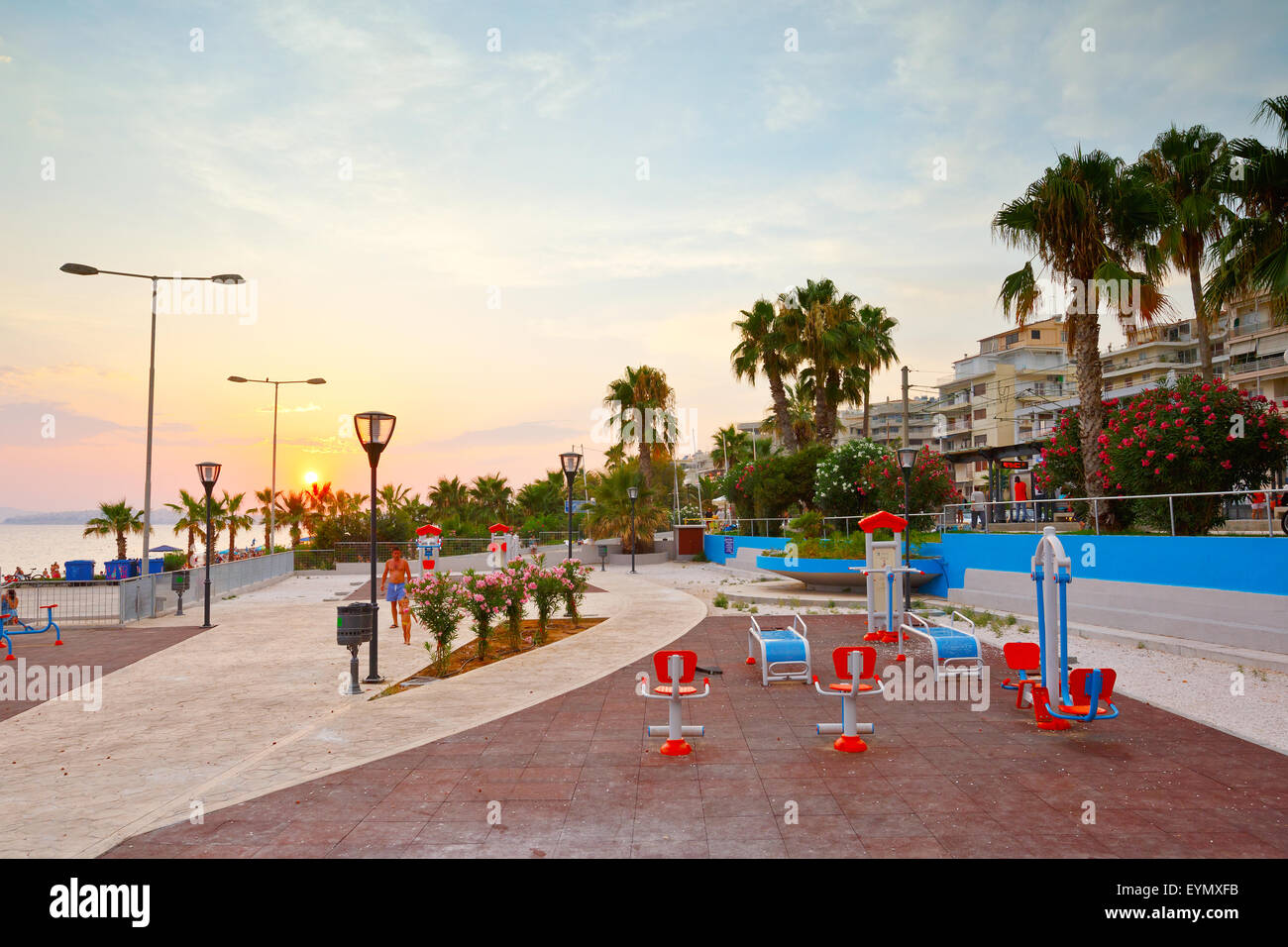 Playground on the seafront of Athens in Palaio Faliro, Greece Stock ...