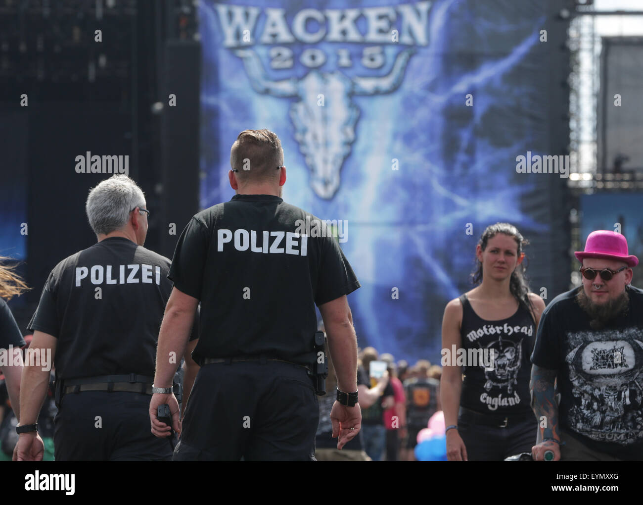 Wacken, Germany. 1st Aug, 2015. Police patrol at the Wacken Open Air ...