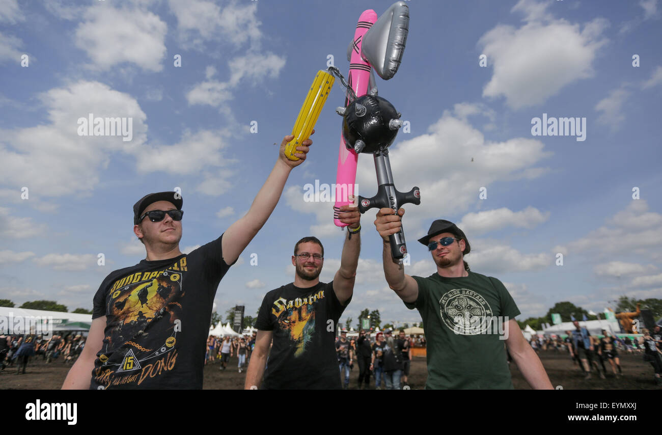 Wacken, Germany. 1st Aug, 2015. Festivalgoers at the Wacken Open Air ...