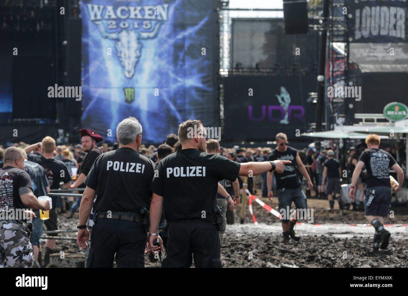 Wacken, Germany. 1st Aug, 2015. Police patrol at the Wacken Open Air ...