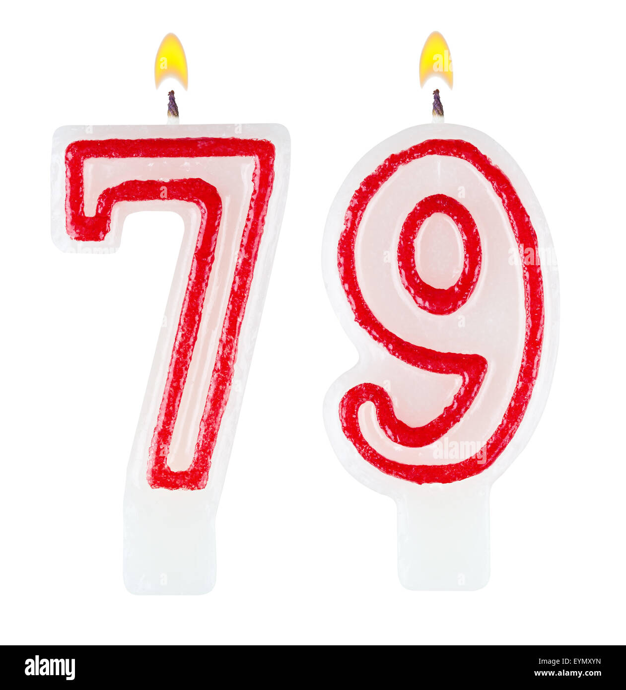 Birthday candles number seventy nine isolated on white background Stock ...