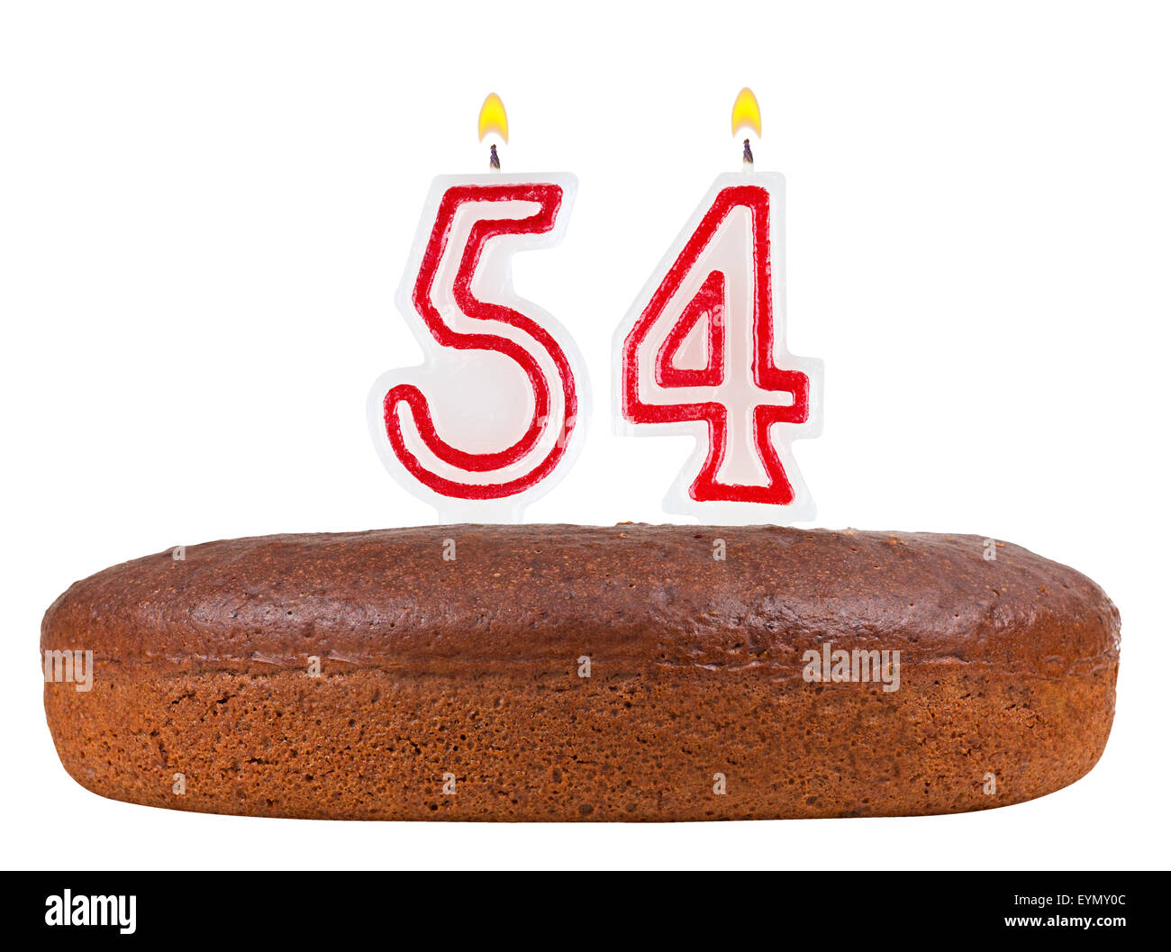 birthday cake with candles number 54 isolated on white background Stock ...