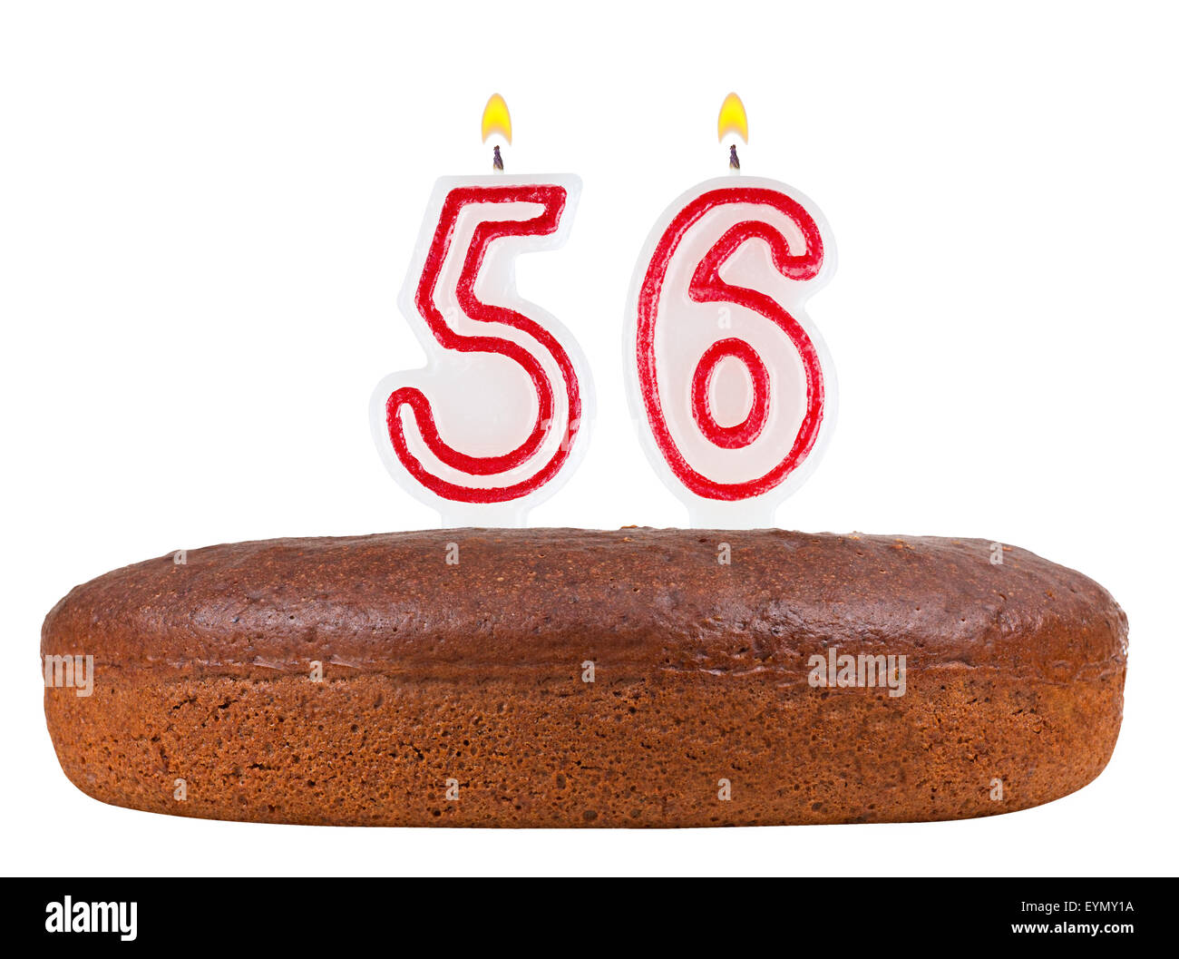 birthday cake with candles number 56 isolated on white background Stock ...