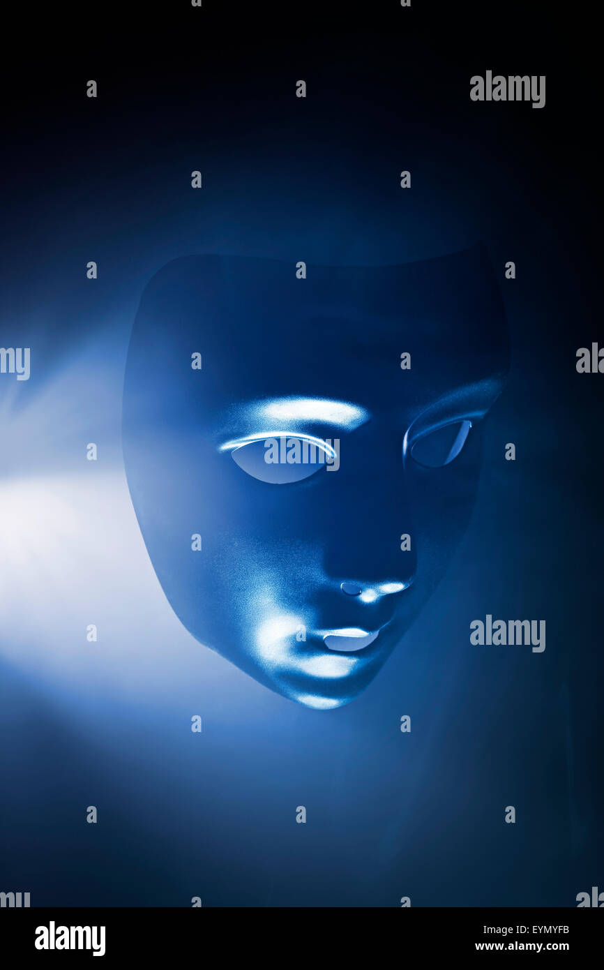 Blank mask in blue hazy light. Short depth of field Stock Photo - Alamy