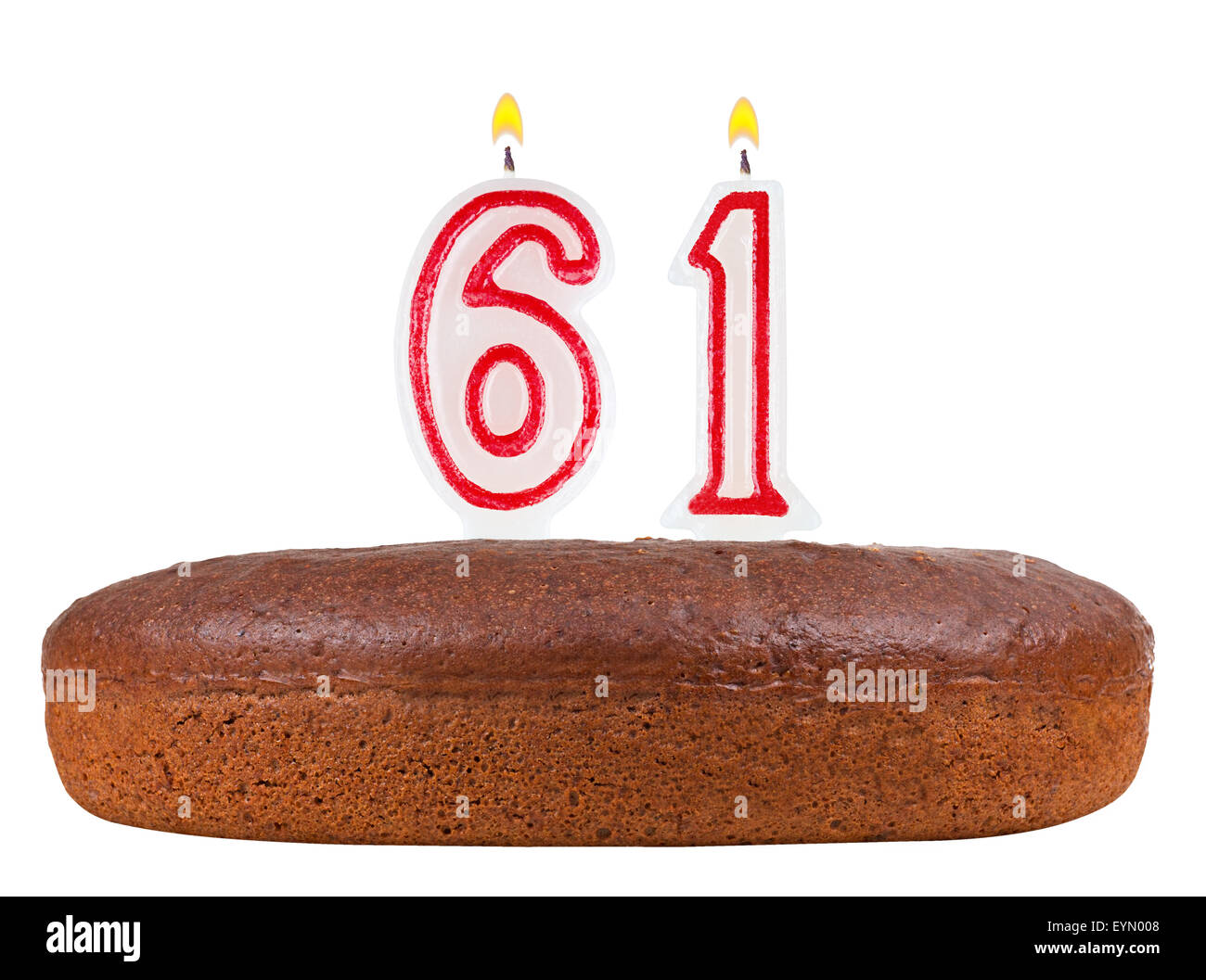 birthday cake with candles number 61 isolated on white background Stock ...