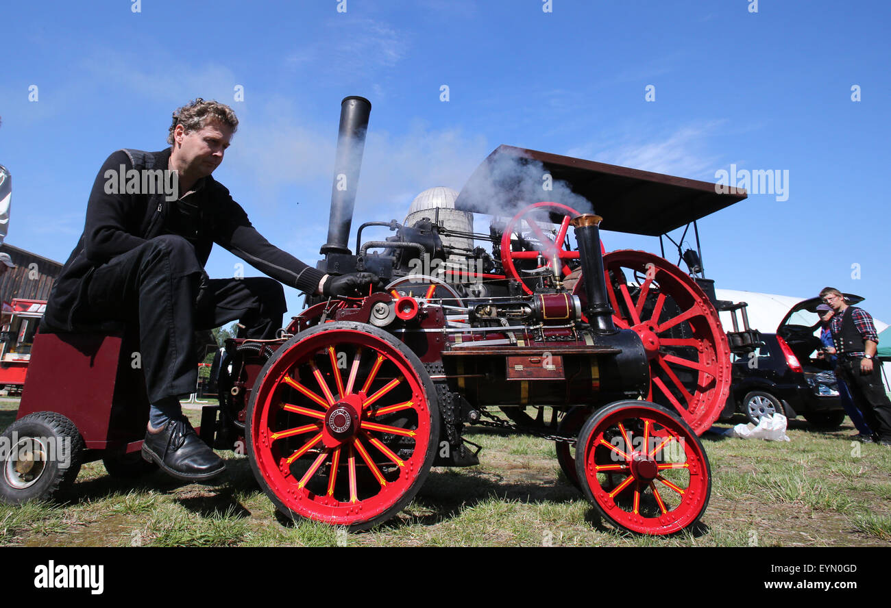 Lutz Bringezu driving mini-steam engine "Walchin" built in 1925, at the ...